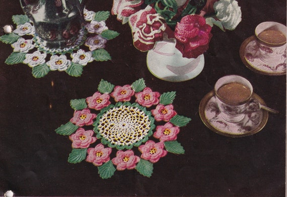 Vintage Digital Crochet Rose Flower Doily Pattern PDF | Etsy