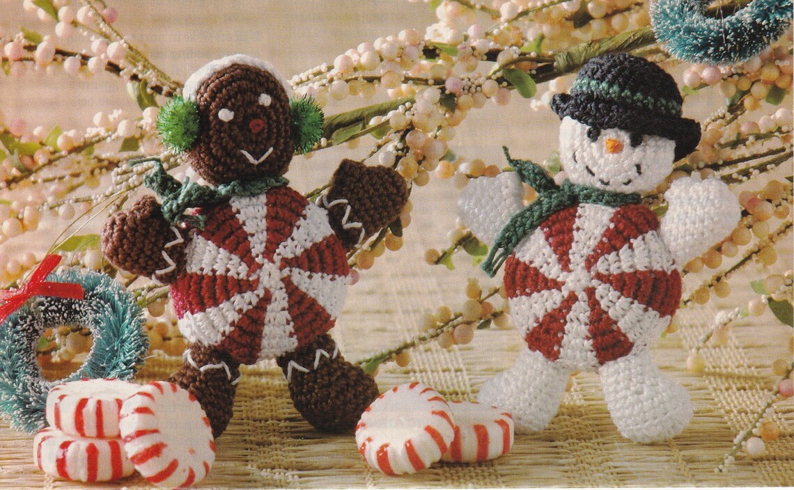 Vintage Gingerbread Man and Peppermint Snowman Digital Pattern PDF - Etsy
