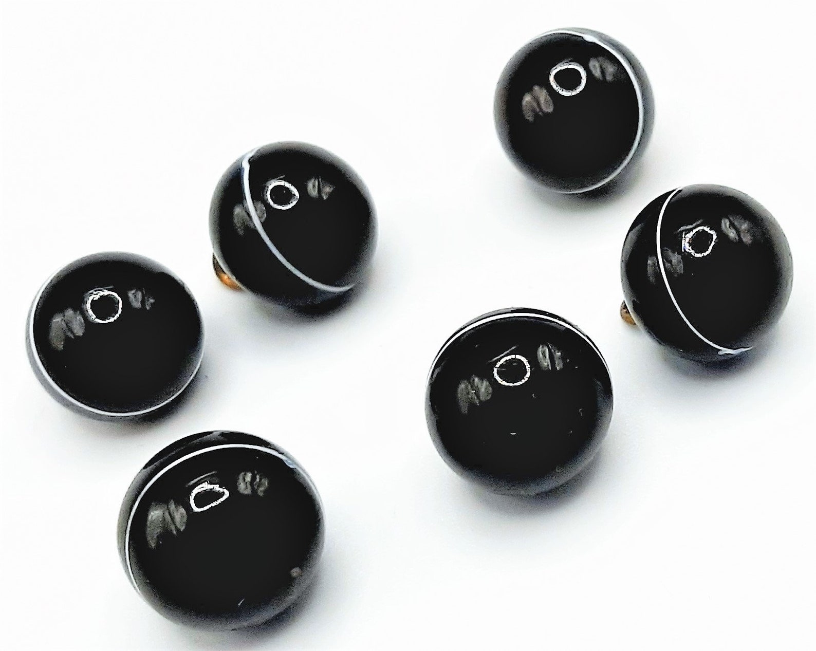 Set 6x Antique Glass Ball Buttons... Black & White... Faux - Etsy