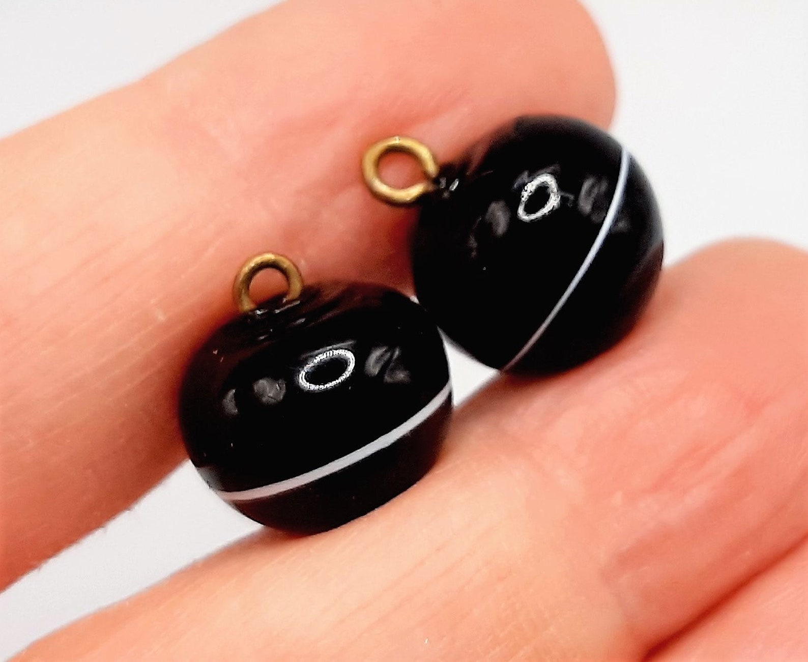 Set 6x Antique Glass Ball Buttons... Black & White... Faux - Etsy