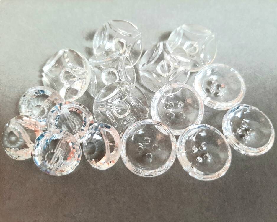 Materials Clear vintage molded domed glass buttons 18 mm set of 11 ...
