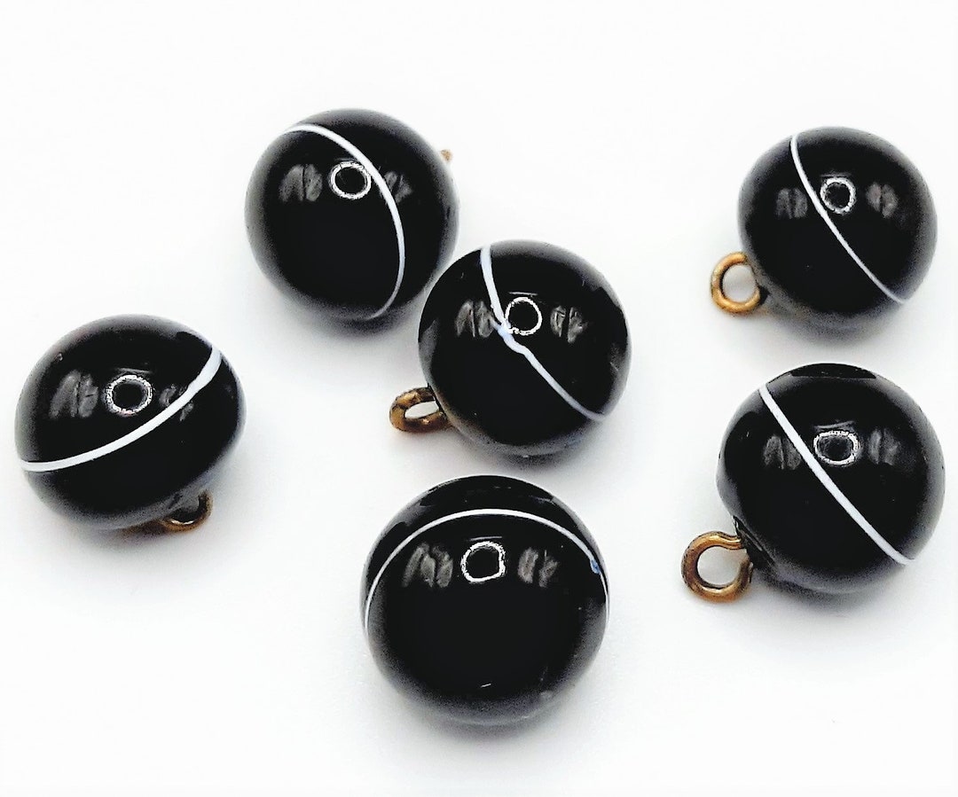 Set 6x Antique Glass Ball Buttons... Black & White... Faux - Etsy