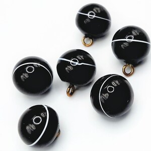 Set 6x Antique Glass Ball Buttons... Black & White... Faux - Etsy