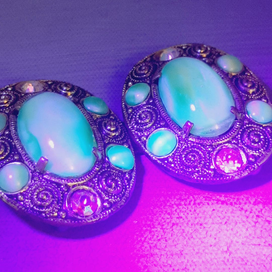Green Uranium Glass Buckle... Czech Glass Clasp... Glows Green Under ...