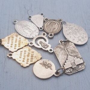 9x Vintage Catholic Religious Charms... Mixed Small Pendants... Various ...