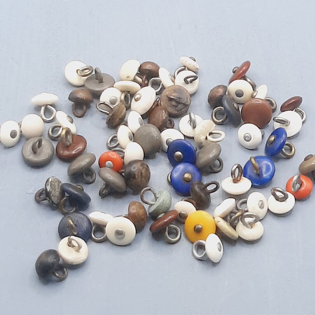 60 Antique Boot Buttons... Mixed Colours... Teddy & Doll Clothes ...