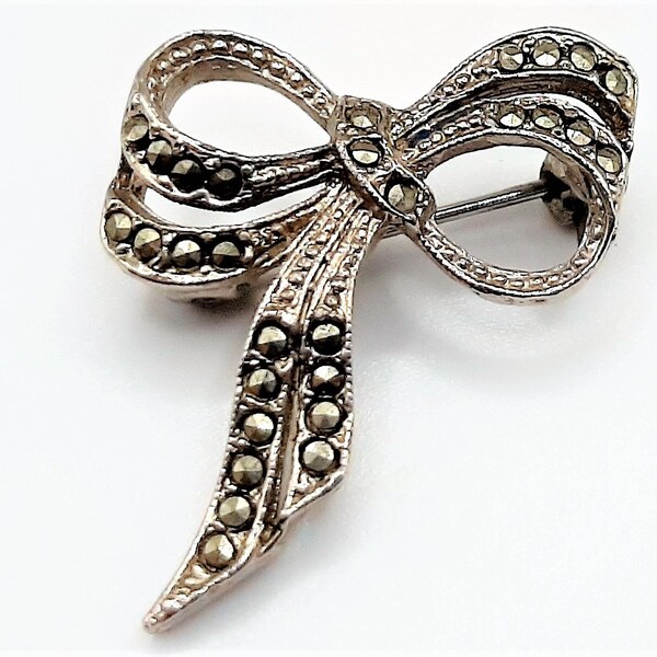 Marcasite Bow Brooch - Etsy