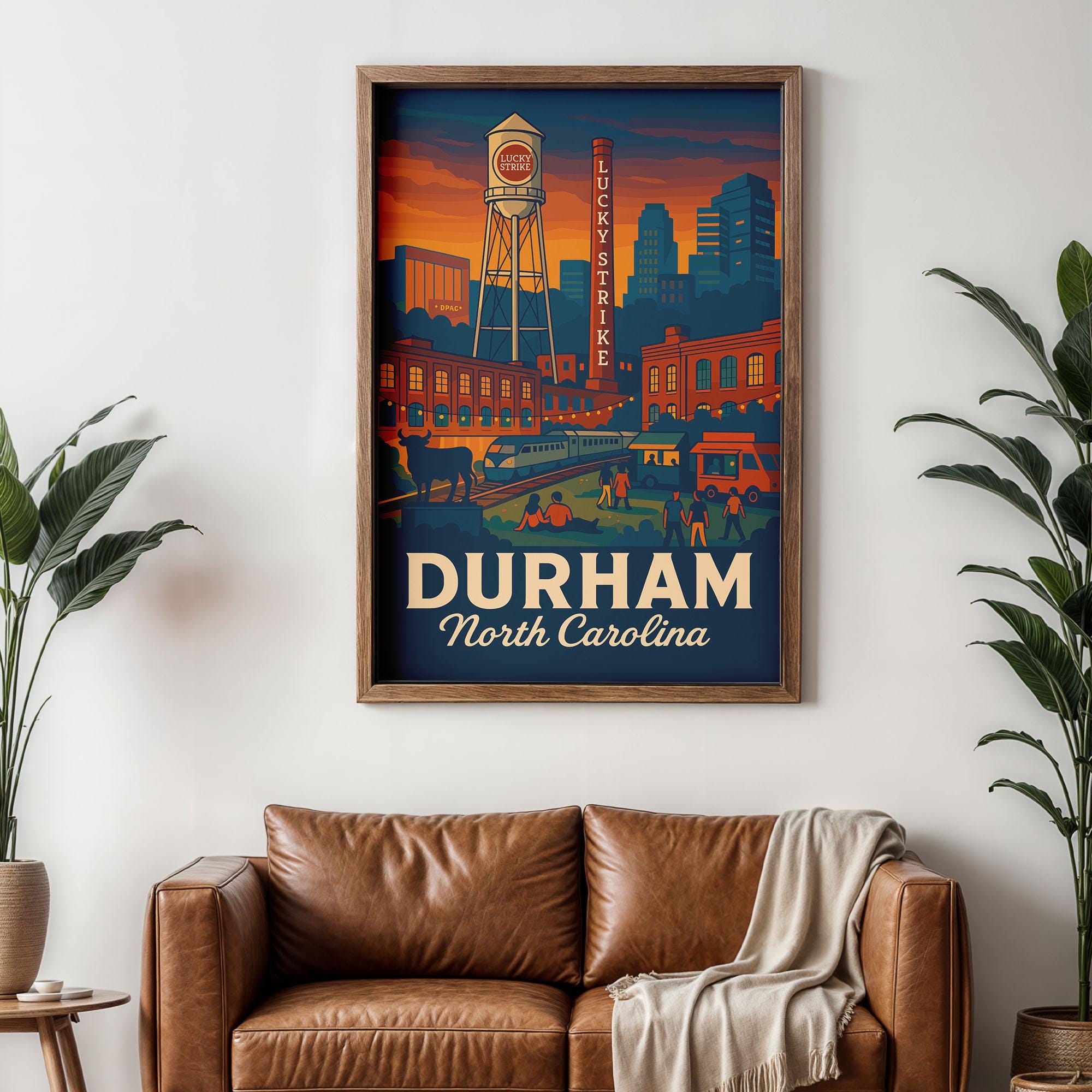 Durham North Carolina Photo Print, Lucky Strike Tower Skyline at Dusk ...