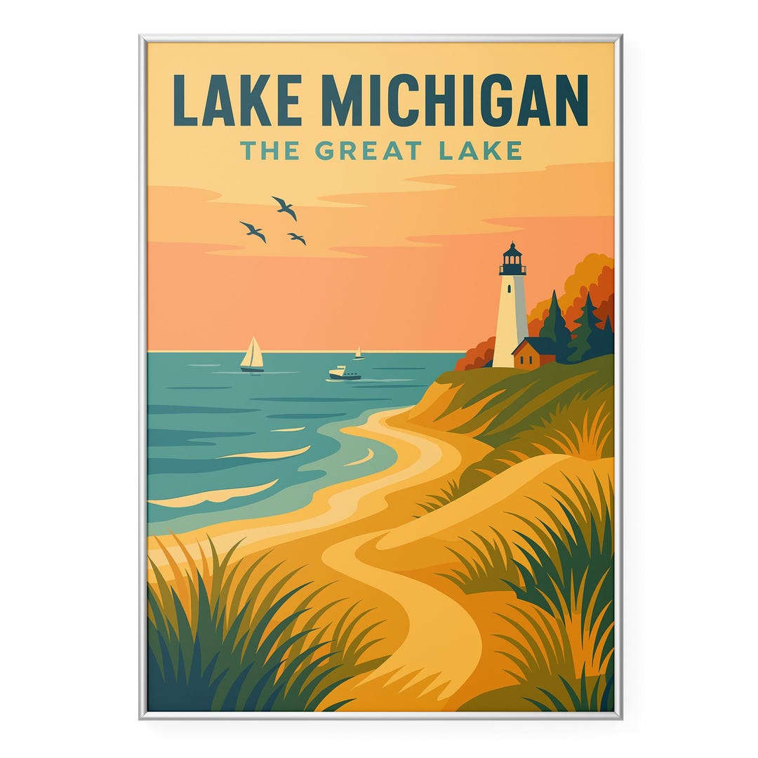 Lake Michigan Photo Print, Great Lakes Poster Print, Coastal Nature ...