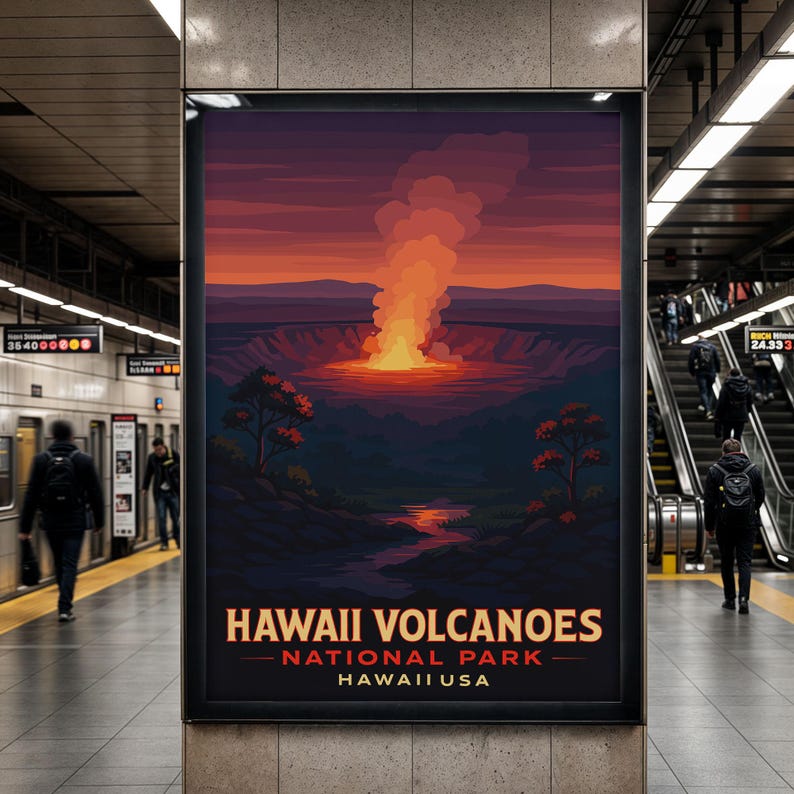 Hawaii Volcanoes National Park Photo Print, Lava Crater Poster Print ...