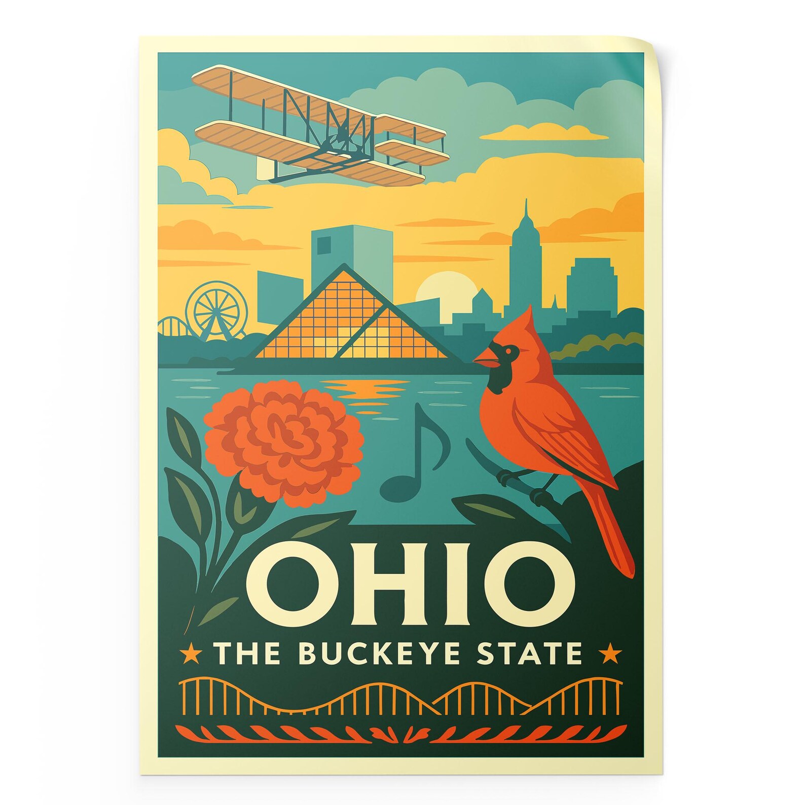 Ohio Photo Print, Ohio Skyline Poster Print, the Buckeye State Wall Art ...