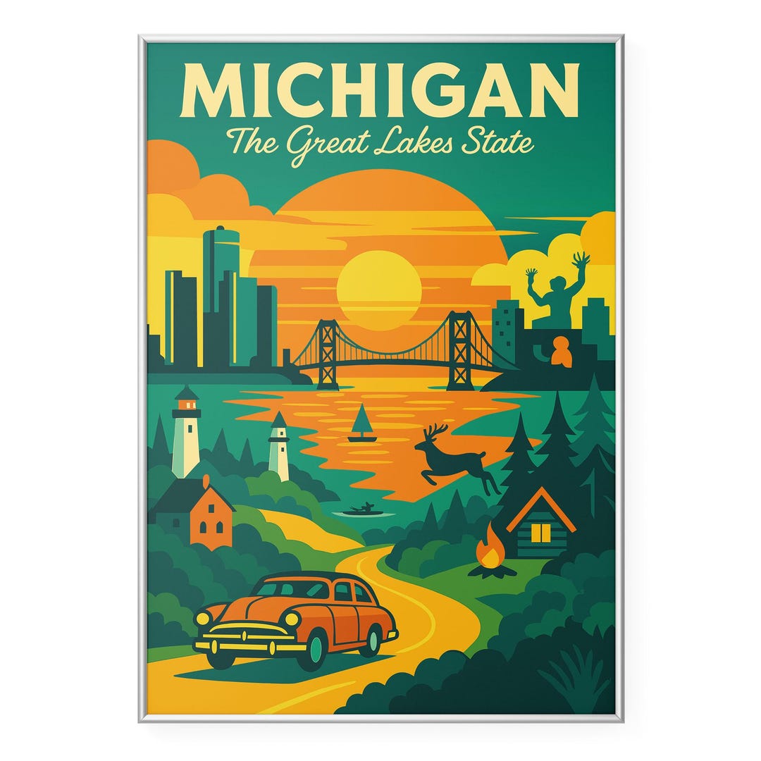 Michigan Photo Print, Detroit Skyline Poster Print, Great Lakes Wall ...