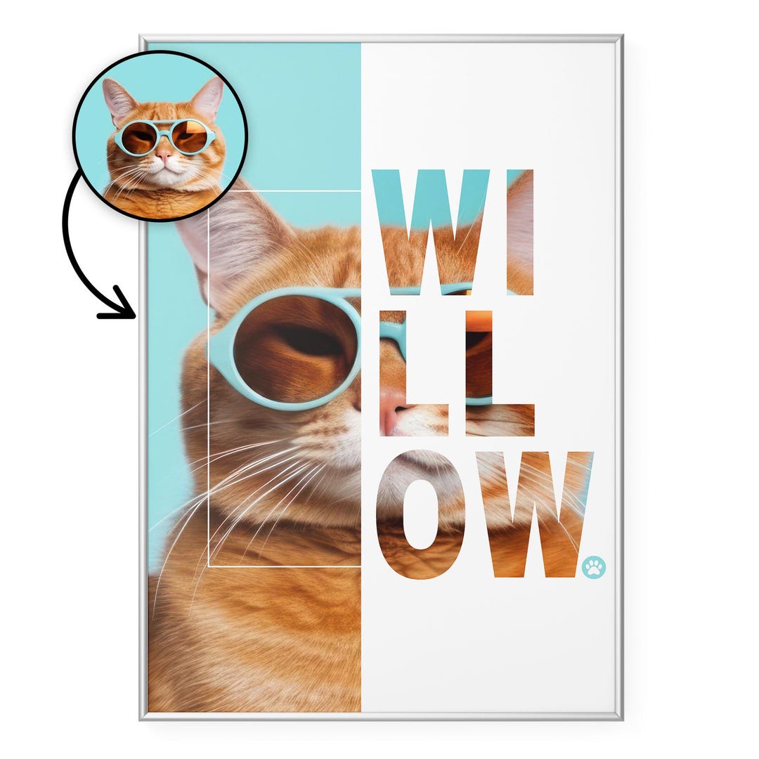 Custom Pet Name Poster | Modern Pet Portrait Typography Print ...