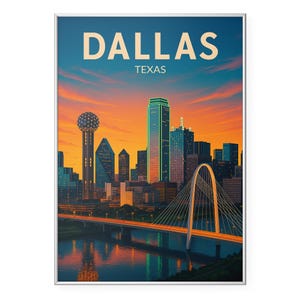 Dallas Photo Print, Dallas Skyline at Dusk Poster Print, Dallas TX Wall ...