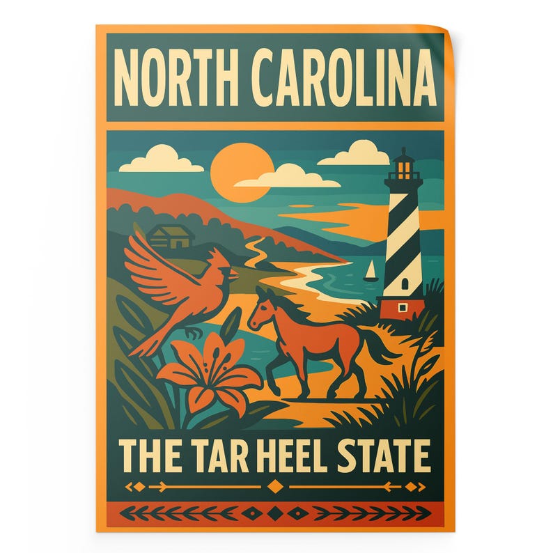 North Carolina Photo Print, Tar Heel State Poster Print, Vintage ...