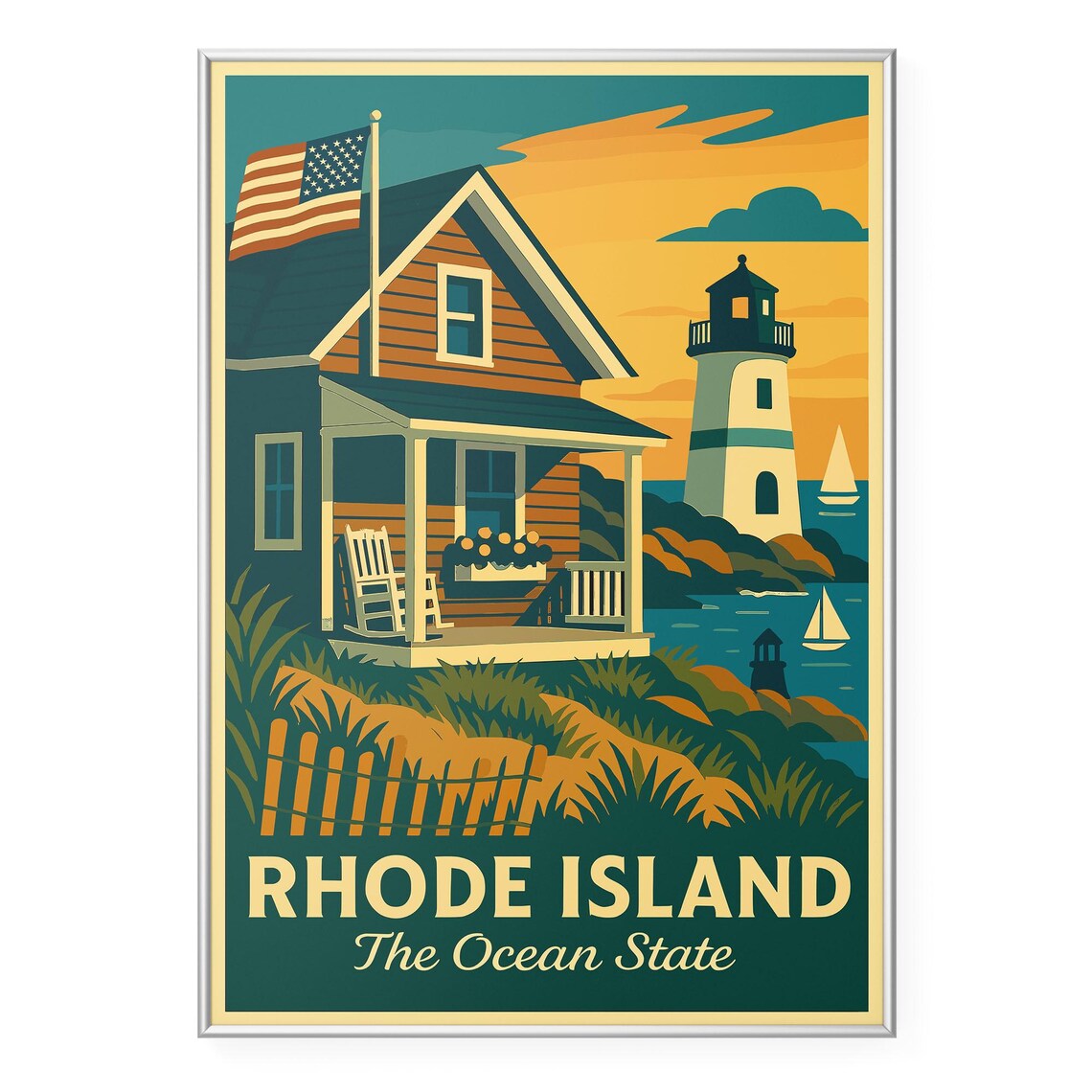 Rhode Island Photo Print, Ocean State Poster Print, Nautical Travel ...