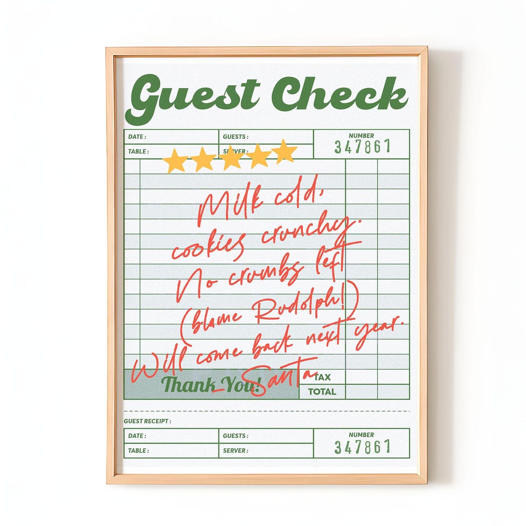 Santa Guest Check Christmas Wall Art | Funny Santa Note Printable ...