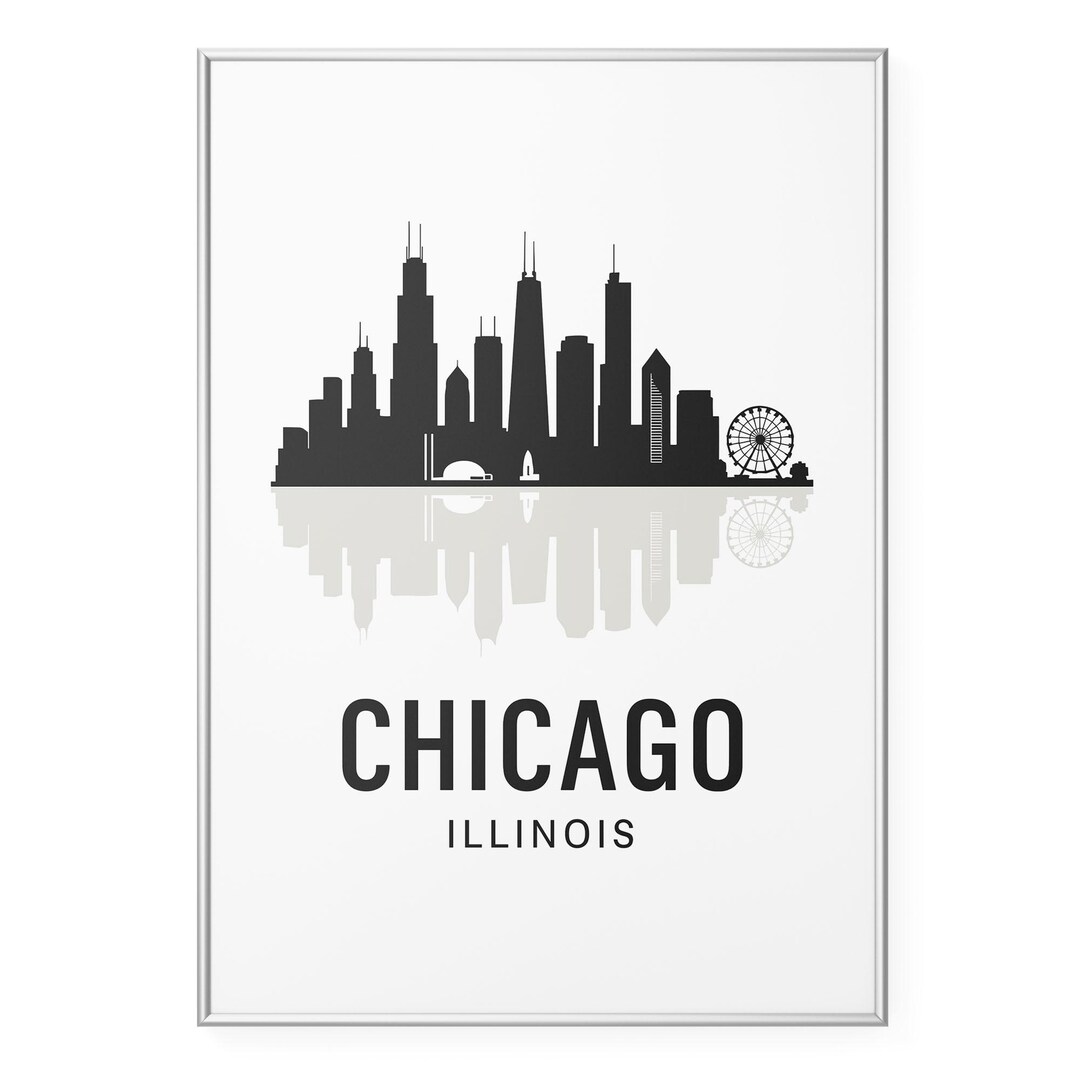 Chicago Skyline Photo Print, Illinois City Silhouette Poster Print ...