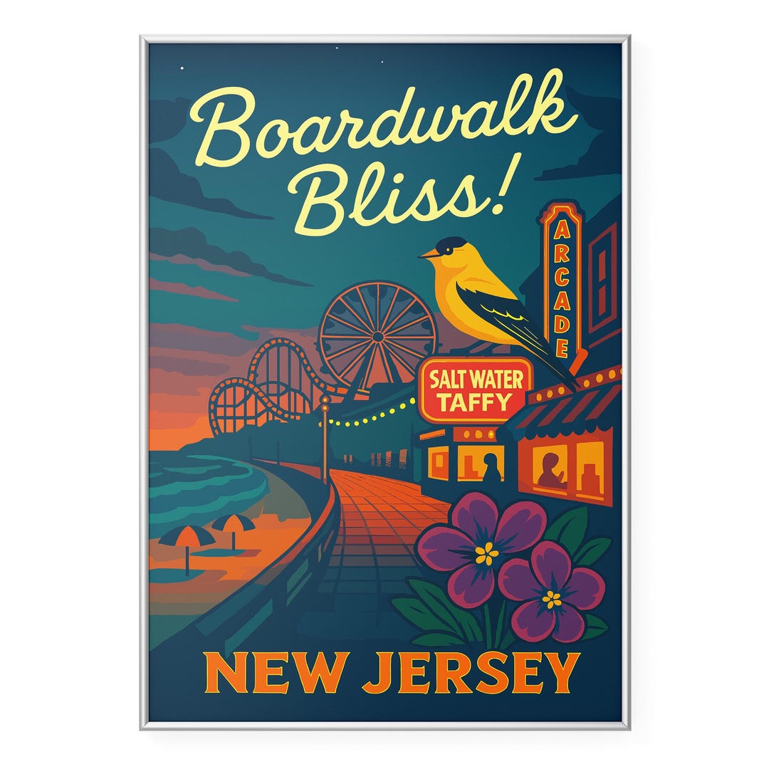 New Jersey Photo Print, New Jersey Boardwalk Poster Print, Beach ...