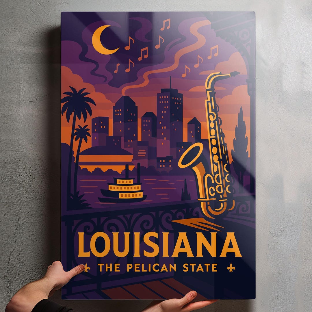 Louisiana the Pelican State Photo, Glossy Aluminium Metal Photo Panel ...