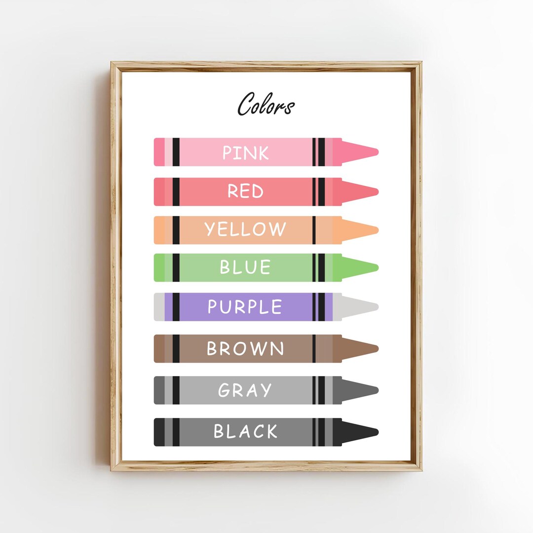Color Learning Wall Art | Crayon Colors Poster for Kids | Educational ...