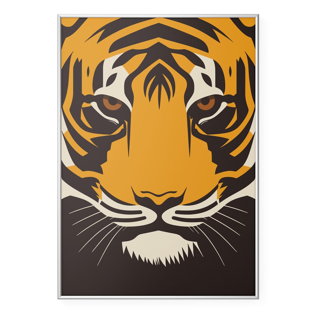 Symmetry Tiger Wall Art Print, Bold Big Cat Poster, Powerful Wildlife ...
