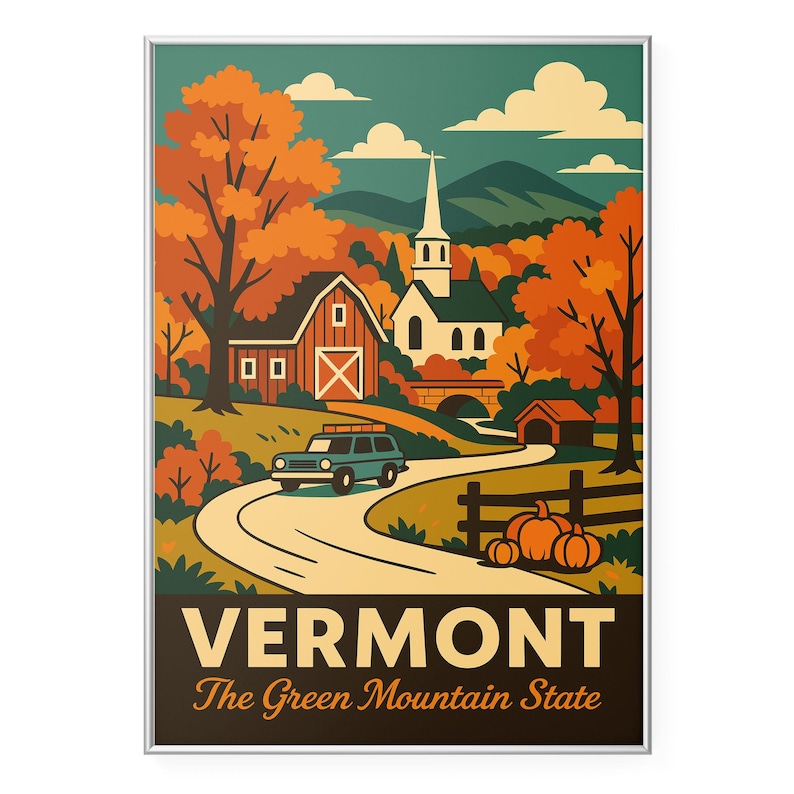 Vermont Photo Print, Vermont Fall Foliage Poster Print, the Green ...