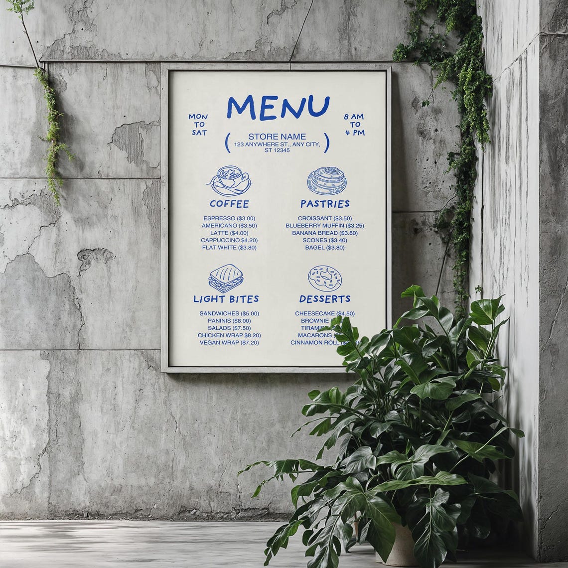 Editable Coffee Shop Menu Template, Cute Café Menu Design With Coffee ...