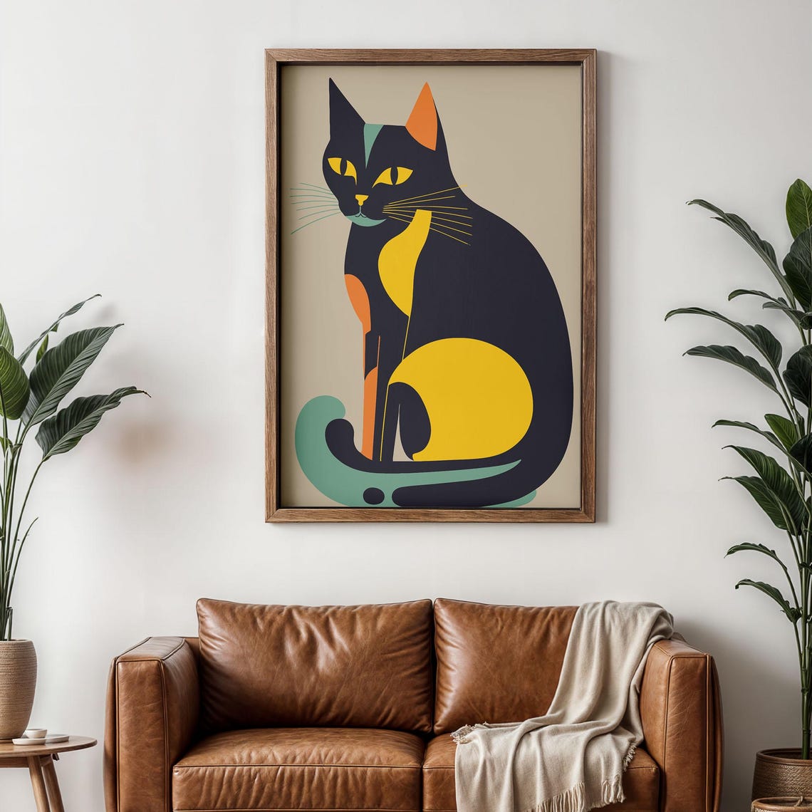 Retro Cat Poster, Mid Century Modern Cat Wall Art, Vintage Animal Print ...