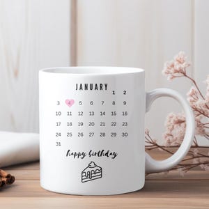 Birthday Calendar Mug, Birthday Gift Ideas, Personalized Mug, Custom ...