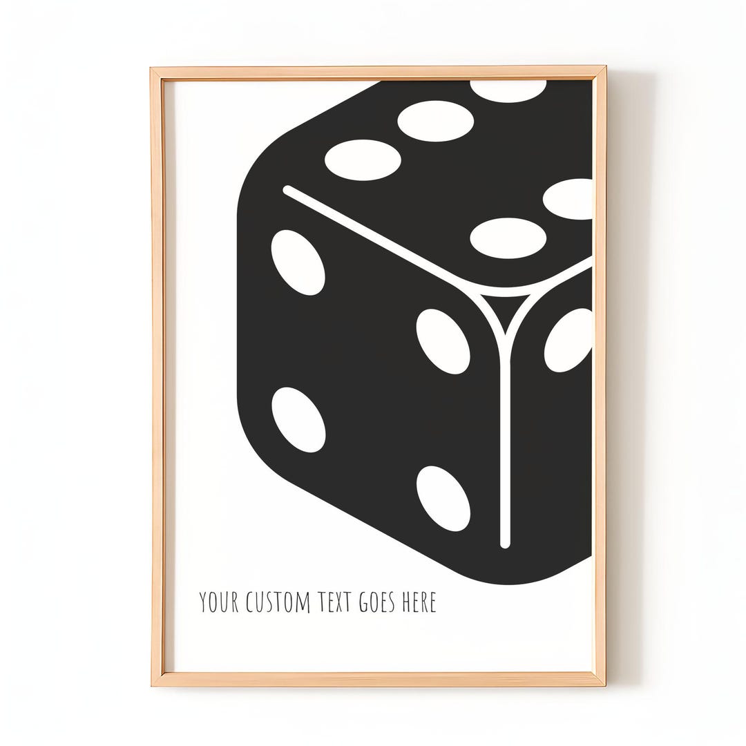 Personalized Dice Wall Art | Game Room Decor | Minimalist Black and ...