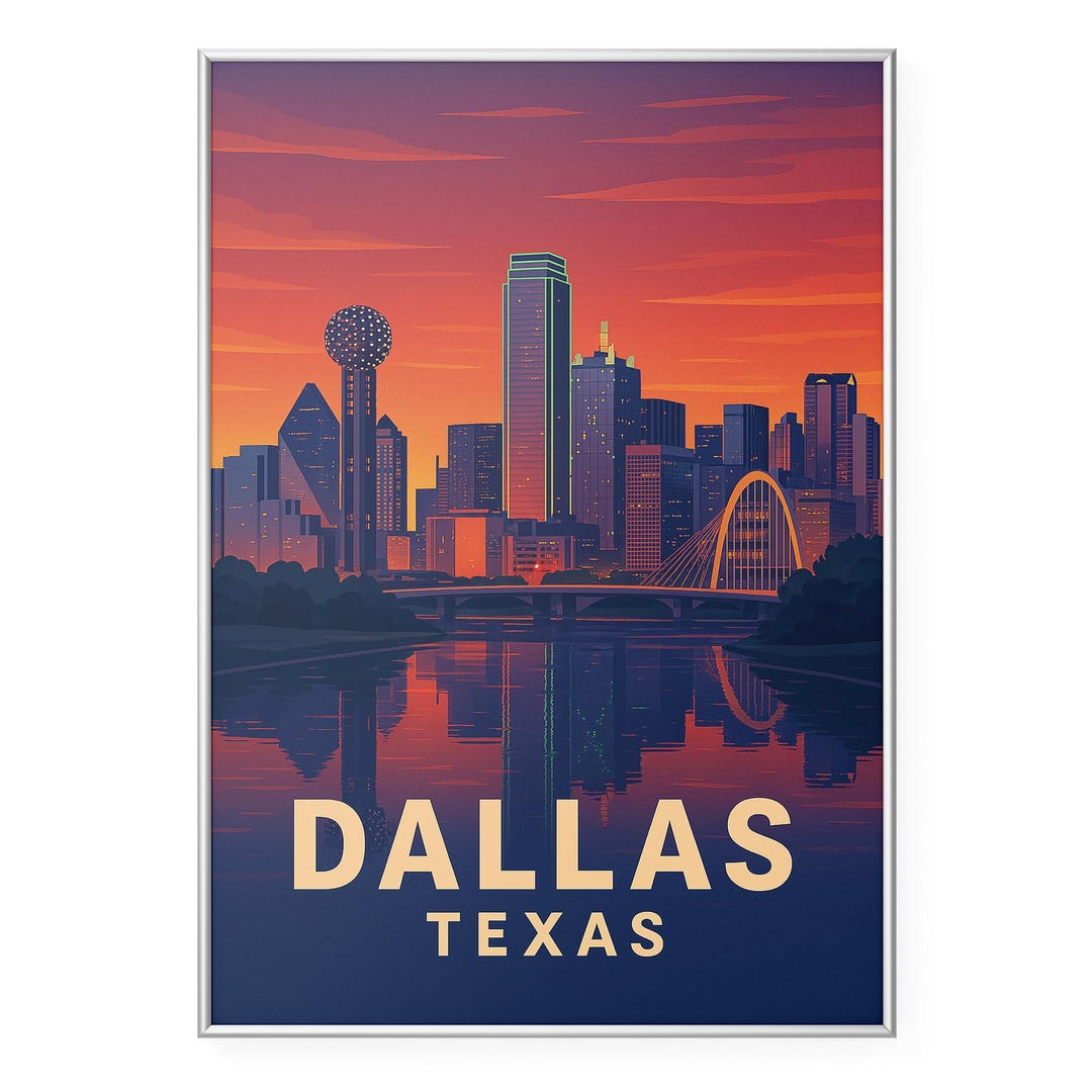 Dallas Photo Print, Dallas Skyline at Night Poster Print, Dallas TX ...