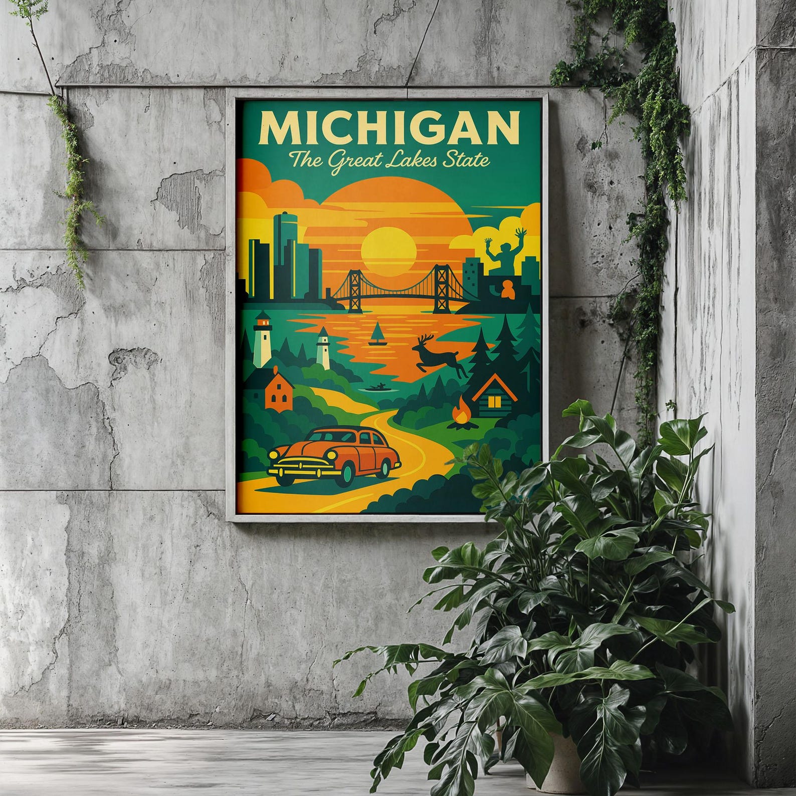 Michigan Photo Print, Detroit Skyline Poster Print, Great Lakes Wall ...