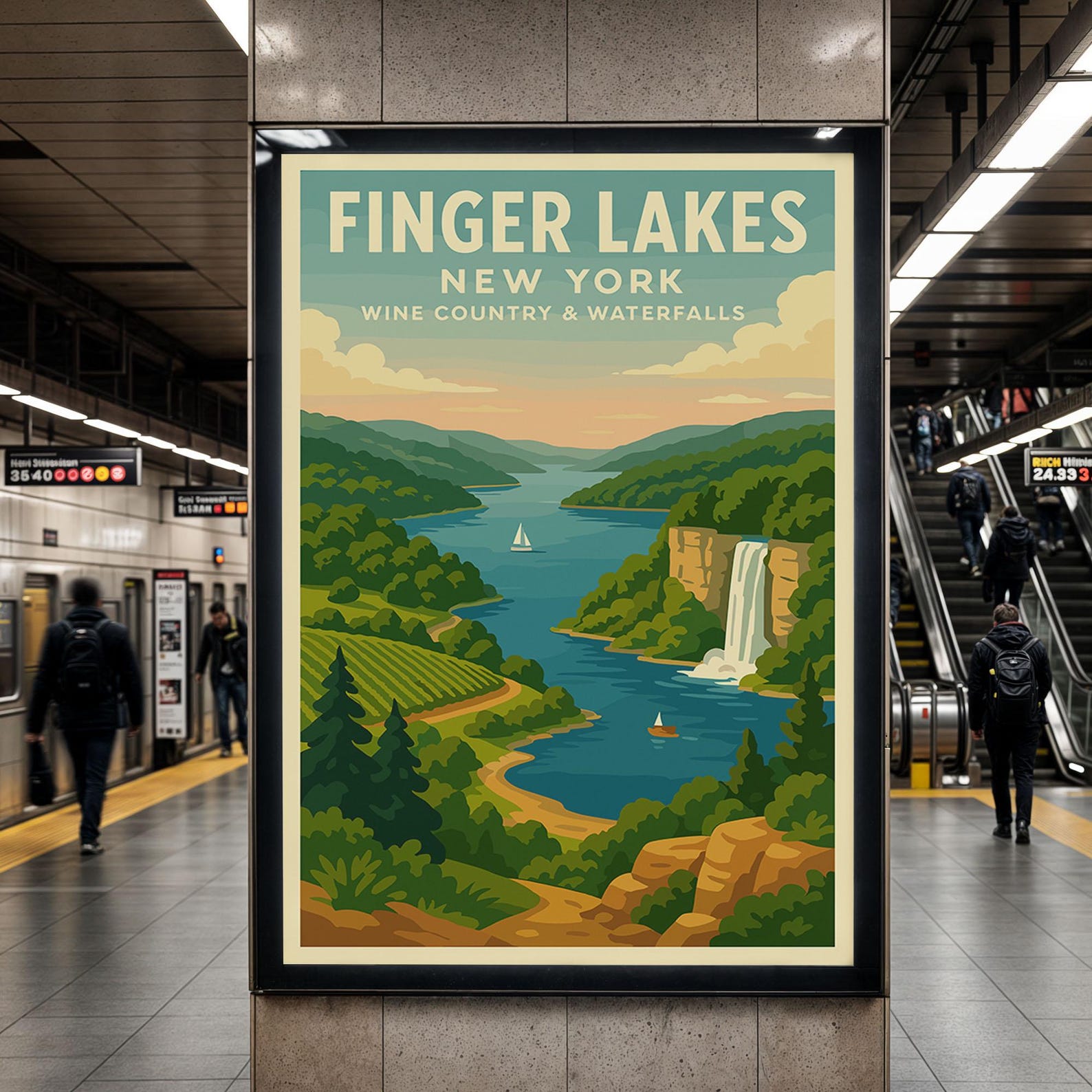 Finger Lakes Photo Print, New York Wine Country Poster Print, Waterfall ...