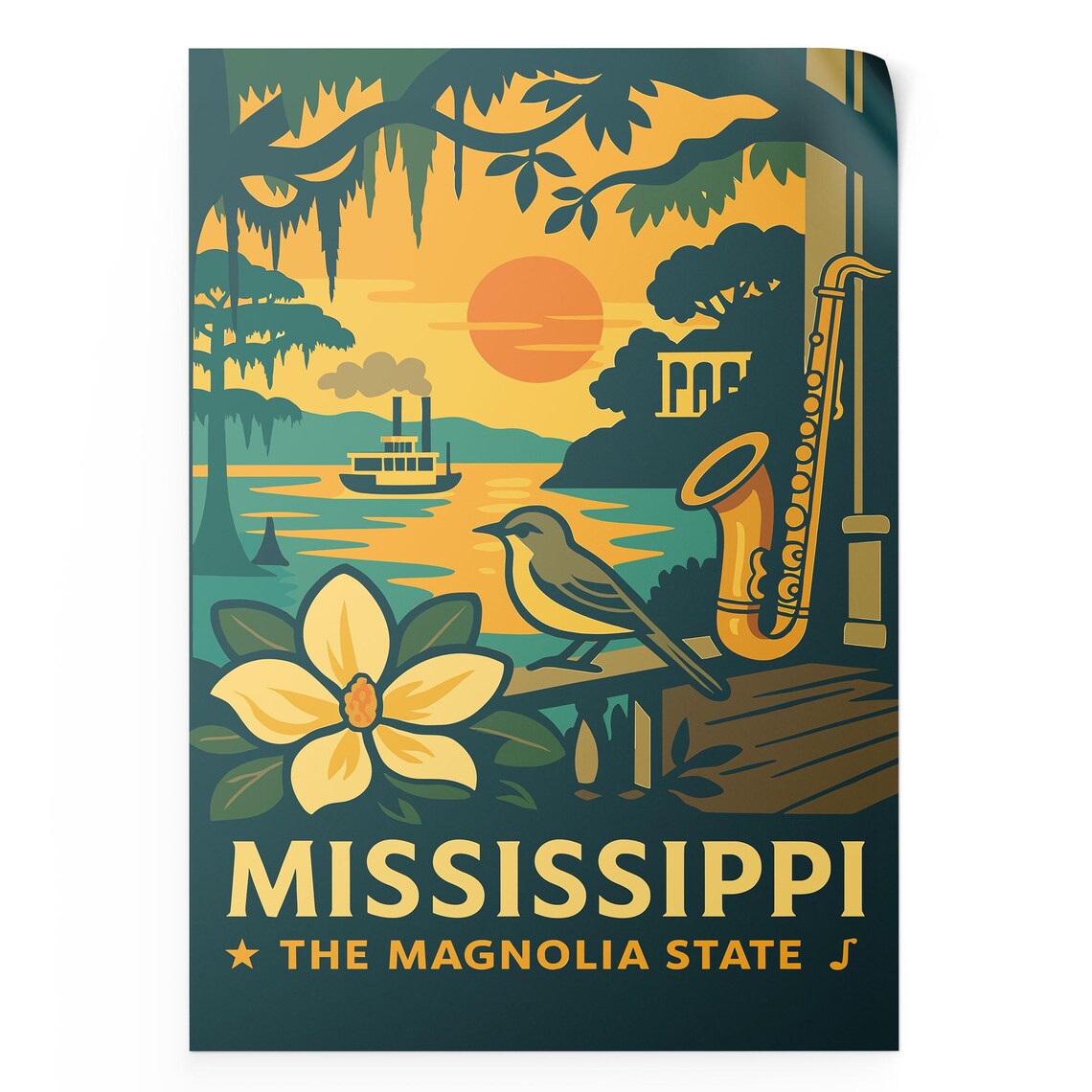 Mississippi Photo Print, Magnolia State Poster Print, Vintage Riverboat ...