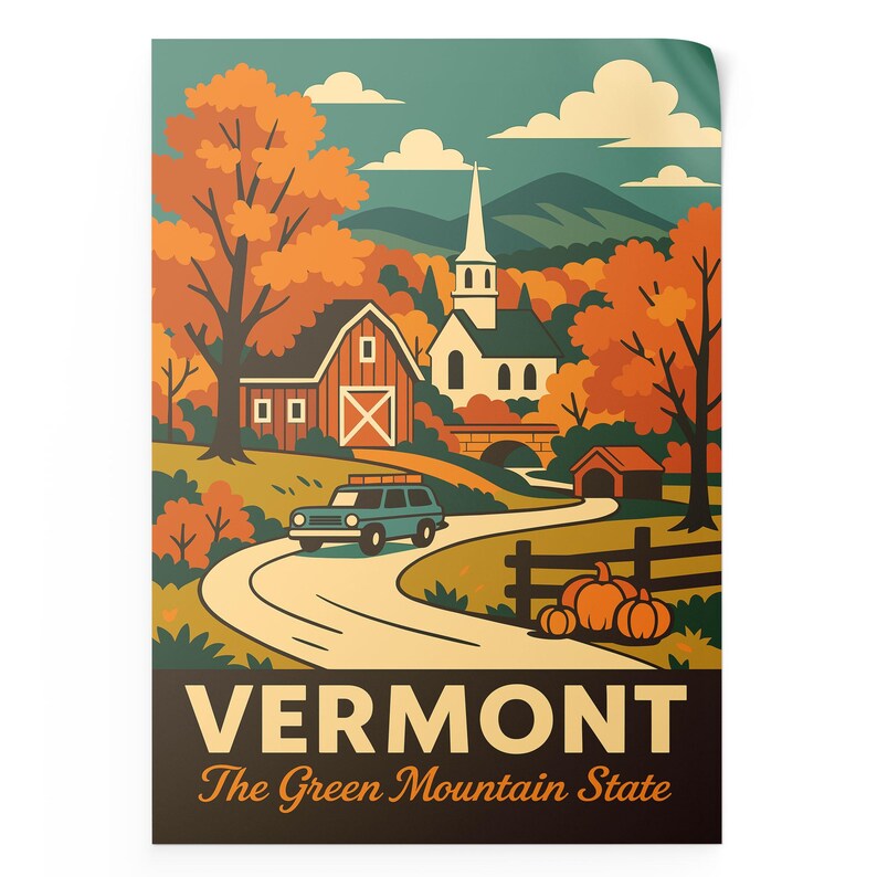 Vermont Photo Print, Vermont Fall Foliage Poster Print, the Green ...