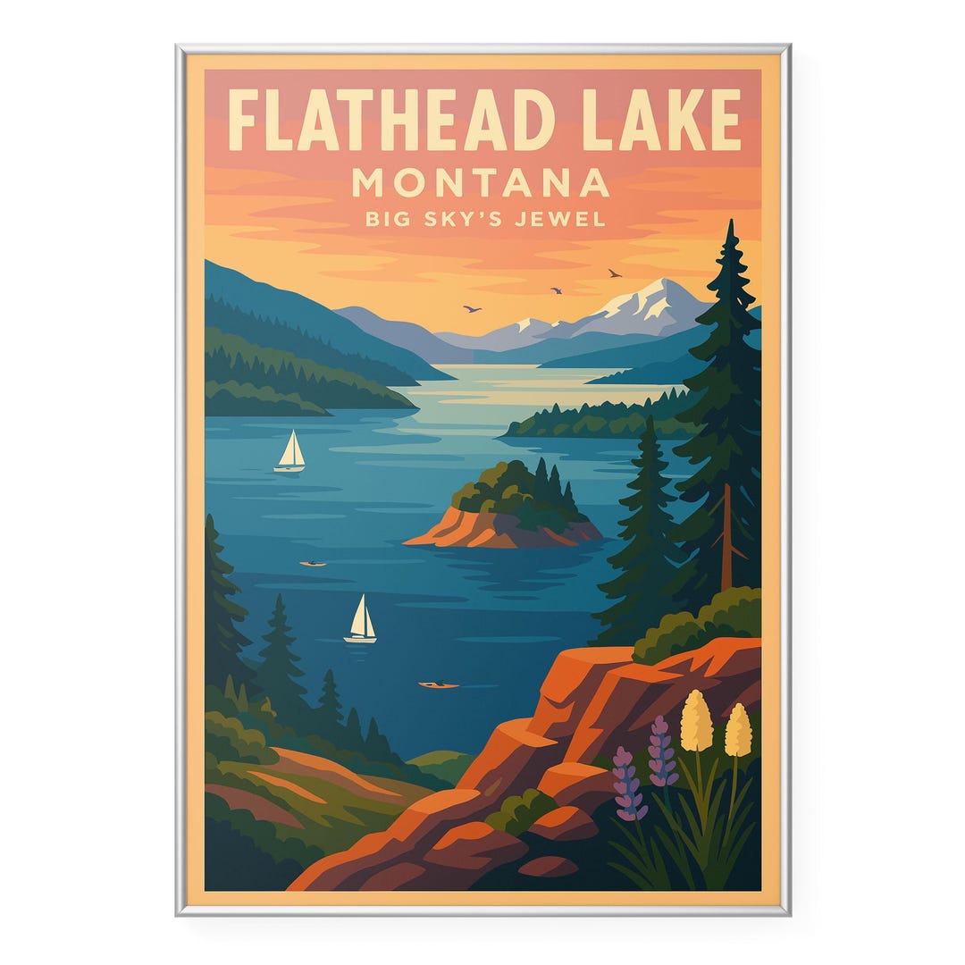 Flathead Lake Photo Print, National Park Poster Print, Lodge Gift Wall ...