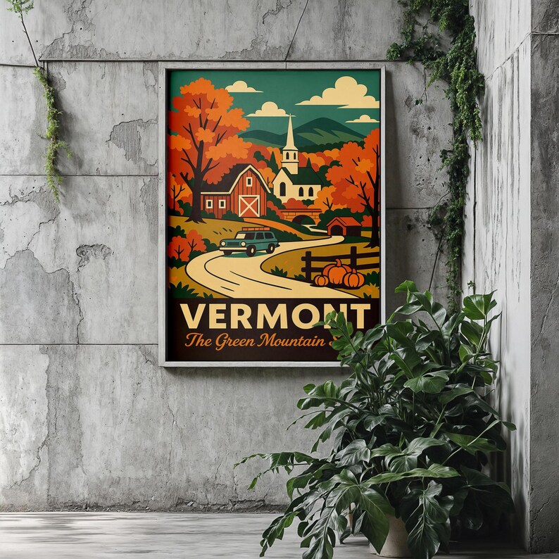 Vermont Photo Print, Vermont Fall Foliage Poster Print, the Green ...