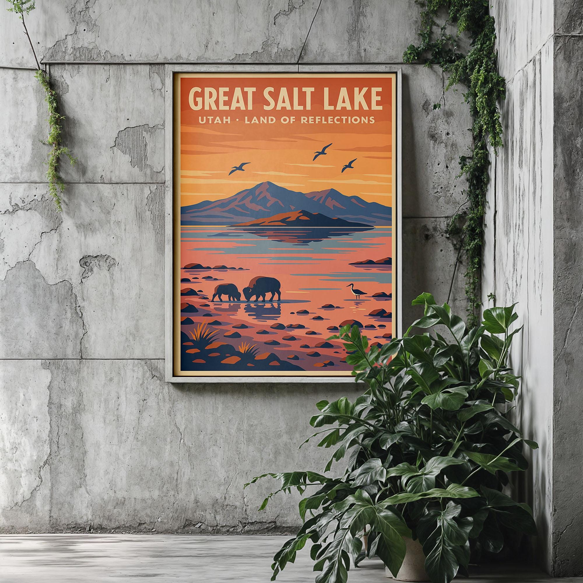 Great Salt Lake Photo Print, Utah Sunset Poster Print, Western ...