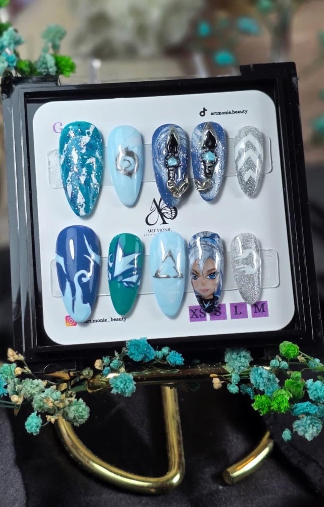 Jett Valorant Press on Nails - Video Game Inspired Nails, Handmade Blue ...