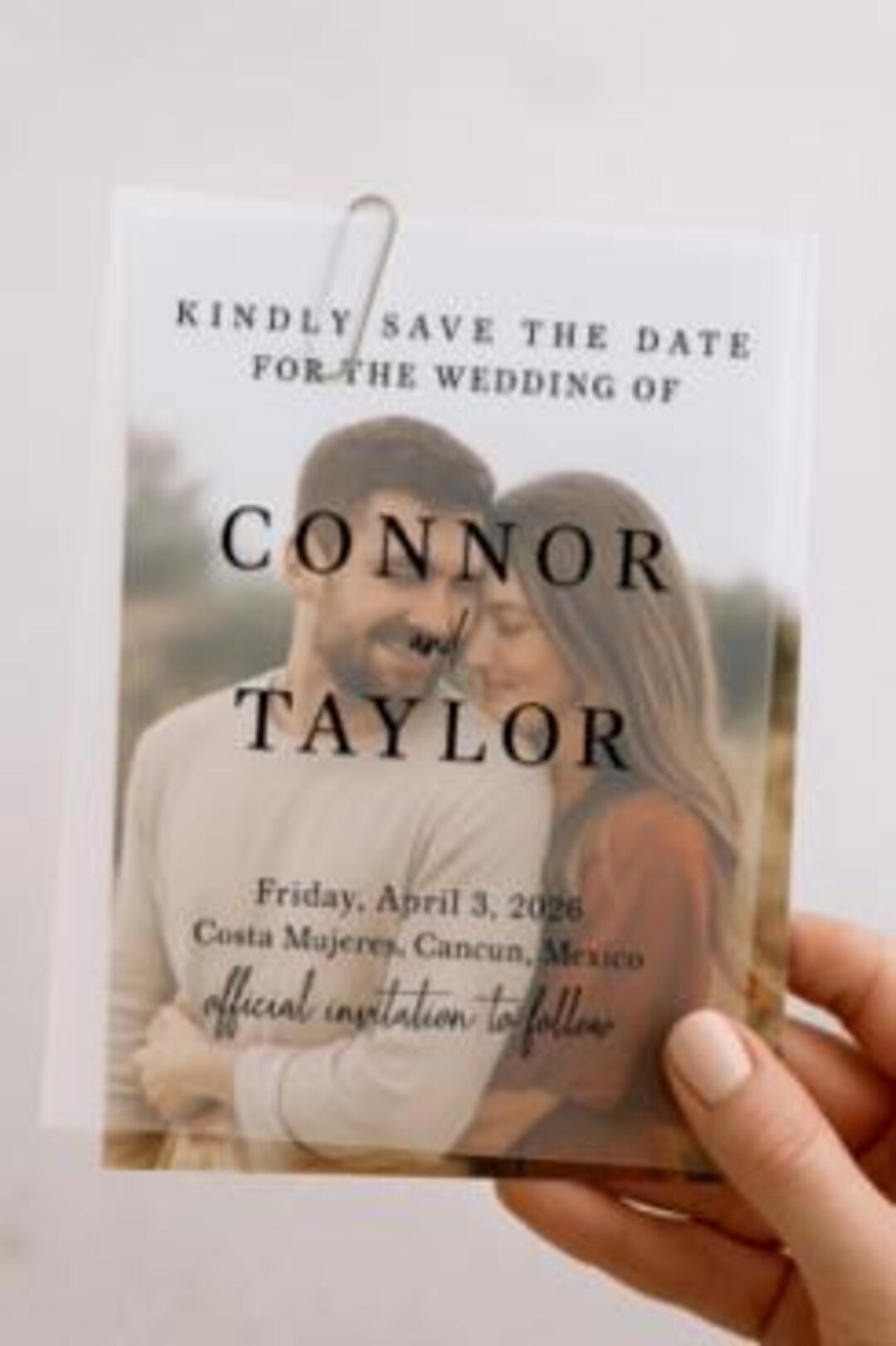 Elegant Vellum Save the Date Cover | Minimalist Wedding Overlay ...