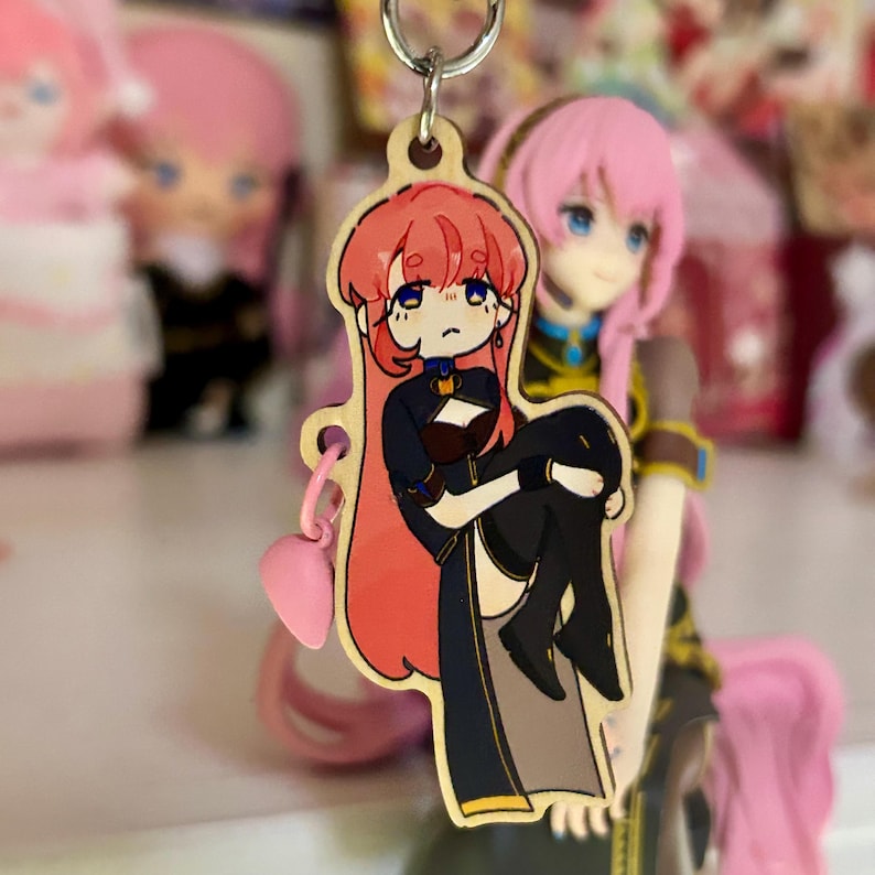 2 Keychain Set - Meiko and Megurine Luka Meiluka Heart Magnet Wooden ...
