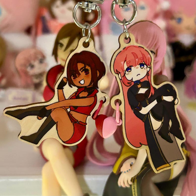 2 Keychain Set - Meiko and Megurine Luka Meiluka Heart Magnet Wooden ...