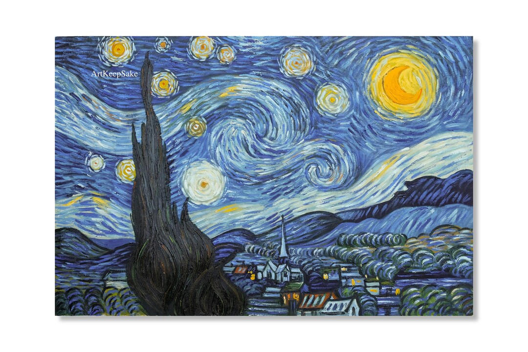 Starry Night by Van Gogh Reproduction Oil Painting on Canvas, 24x36 ...