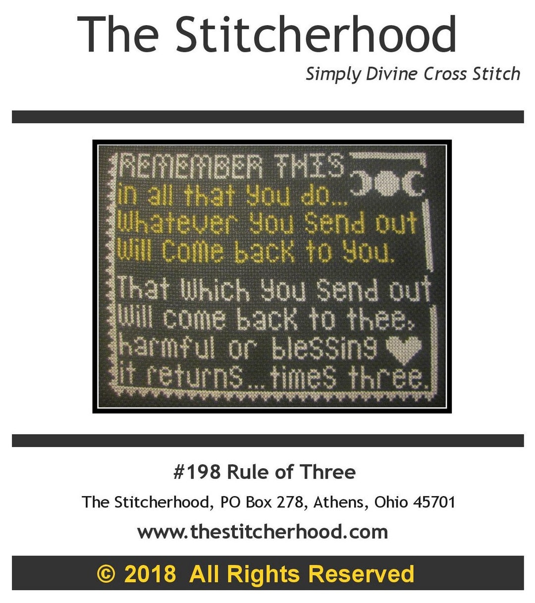 Cross Stitch Pattern PDF Emailed the Rule of Three Pagan Wicca Witch ...