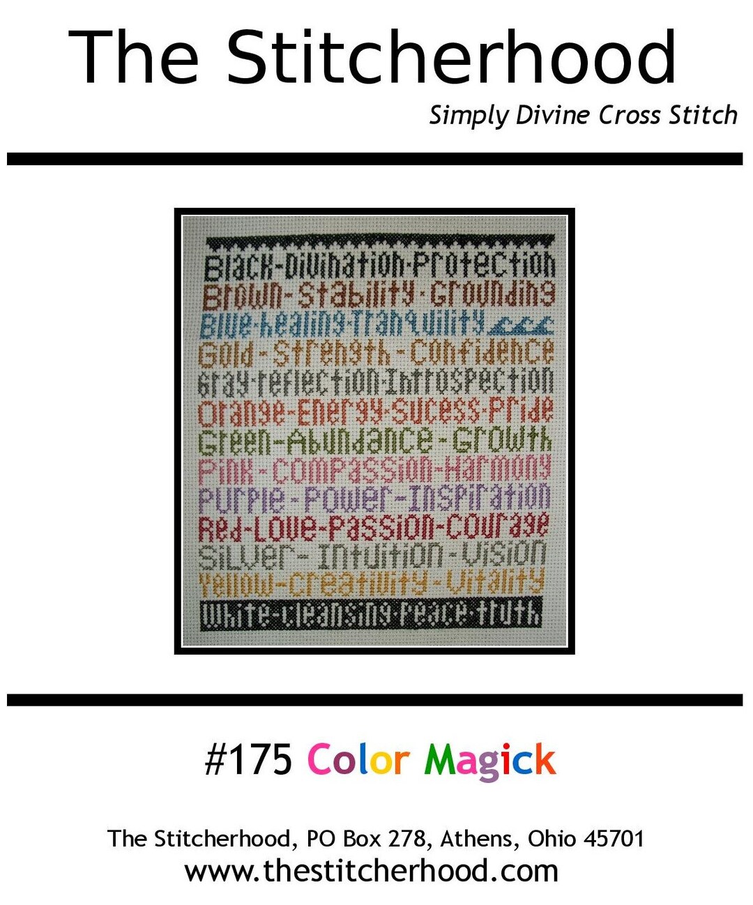 Cross Stitch Pattern PDF Emailed Wiccan Wicca Witch Pagan Color Magick ...
