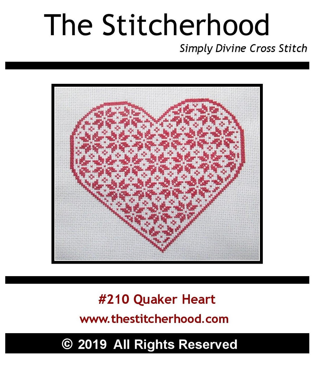 PDF Emailed Cross Stitch Pattern Quaker Heart Valentines Day Love ...