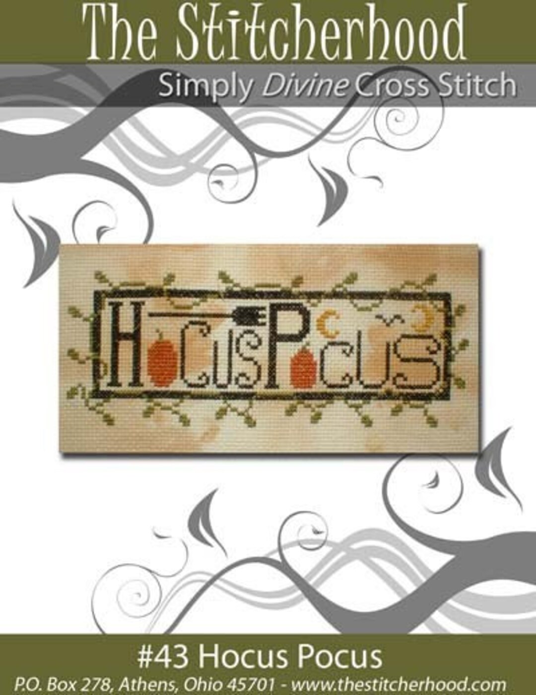 Cross Stitch Pattern PDF Emailed Primitive Hocus Pocus Witch Halloween ...