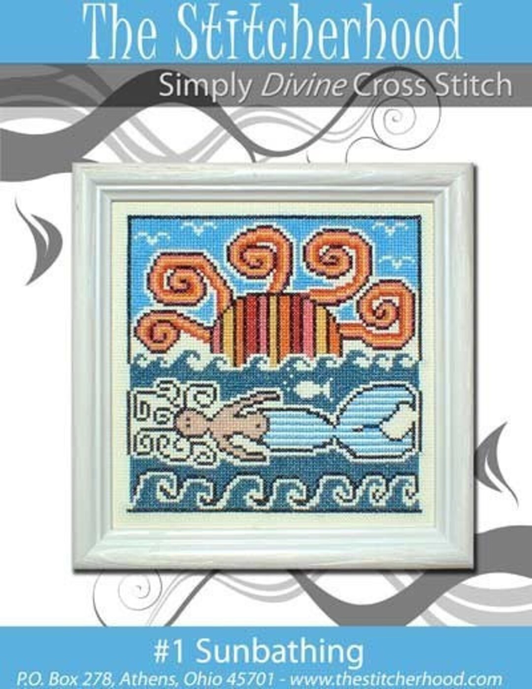 PDF Emailed Cross Stitch Pattern Sunbathing Mermaid Beach Ocean Sun ...