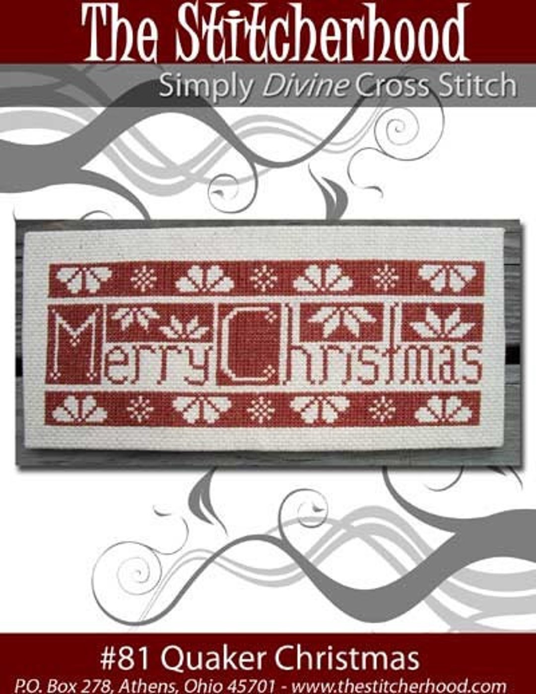 Cross Stitch Pattern PDF Emailed Quaker Christmas Merry Holiday Decor ...